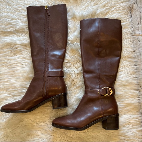 Tory Burch | Shoes | Tory Burch Brown Leather Zip Up Marsden Knee High ...